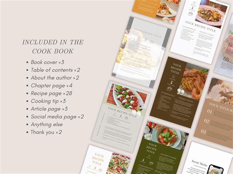 Recipe Book Template Cookbook Template Editable Cookbook Meal Planner Canva Ebook Recipe Binder
