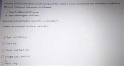 Solved You Have An Azure Subscription Named Subscription1 That Contains A Resource Group Named