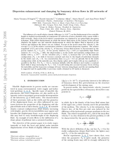 Pdf Dispersion Enhancement And Damping By Buoyancy Driven Flows In Two Dimensional Networks Of