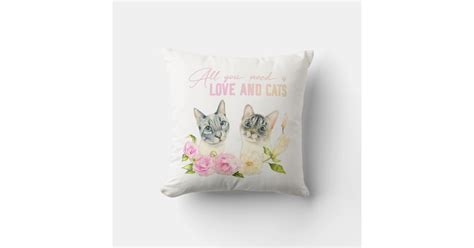 Watercolor Siamese Cat Typography Throw Pillow Zazzle