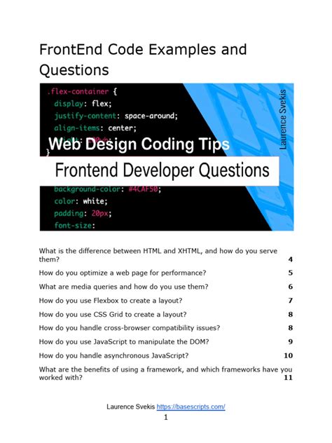 Frontend Code Examples And Questions Pdf Html Ajax Programming