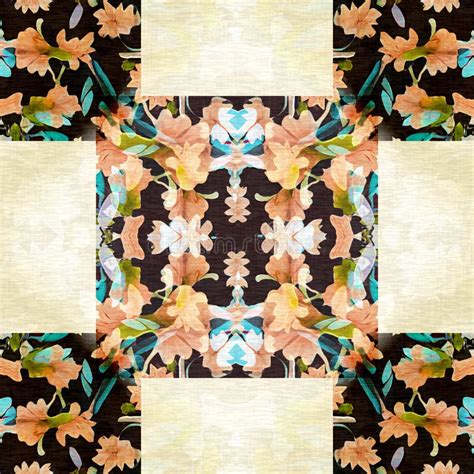 Floral Patchwork Quilt Seamless Pattern Ornate Geo Swatch For Exotic