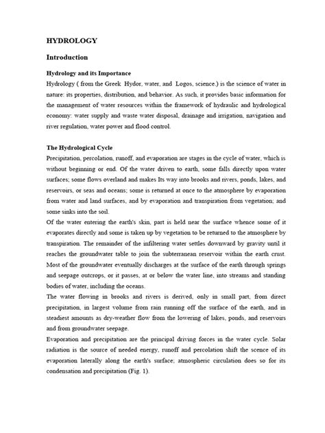 1 Hydrology Pdf Precipitation Hydrology