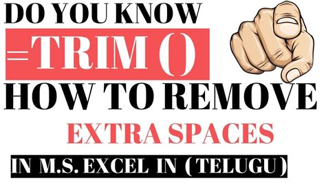 Trim Formula In Excel How To Remove Extra Spaces In Excel In Telugu Youtube