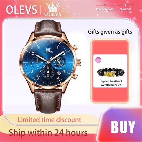 OLEVS Marka Orijinal Quartz Saat Erkekler I In Deri Kay Ay Faz Erkek