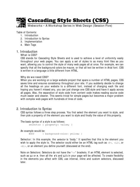 Cascading Style Sheets Pdf Html Html Element