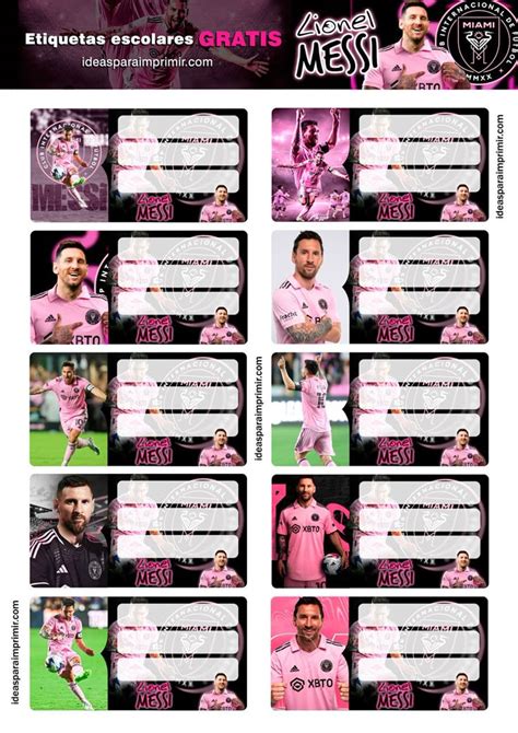 Etiquetas Escolares De Messi En Inter Miami Para Imprimir Gratis