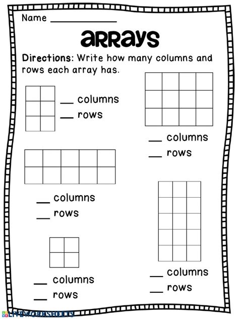 Math Arrays Worksheets For Nd Grade Nd Grade Math Worksheets