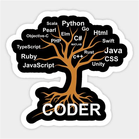 Coder Programmer Tree By Club Tee Cute Laptop Stickers Coder Scrapbook Stickers Printable