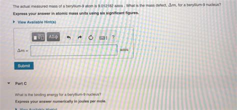 Solved The Proton Mass Is 1 007276 Amu The Neutron Mass Is