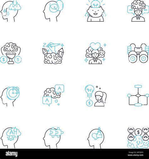 Reflection Linear Icons Set Contemplation Pondering Self Awareness Introspection Thinking