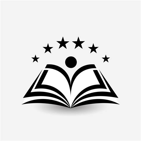 Education Vector Logo Open Book Dictionary Textbook Or Notebook With Sunrice Icon Modern