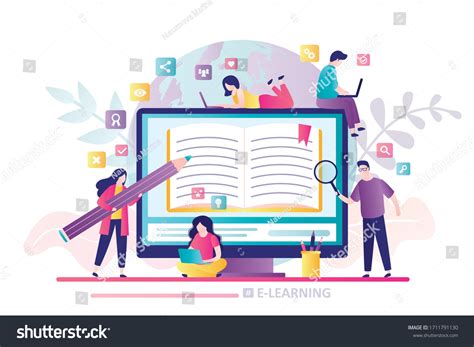 E Learning Banner Online Education Home Schooling Stock Vector Royalty