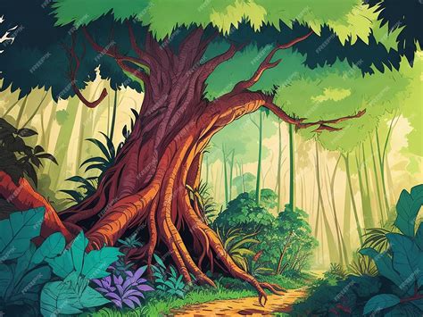 Premium Ai Image The Trees In The Forest Cartoon Illustration