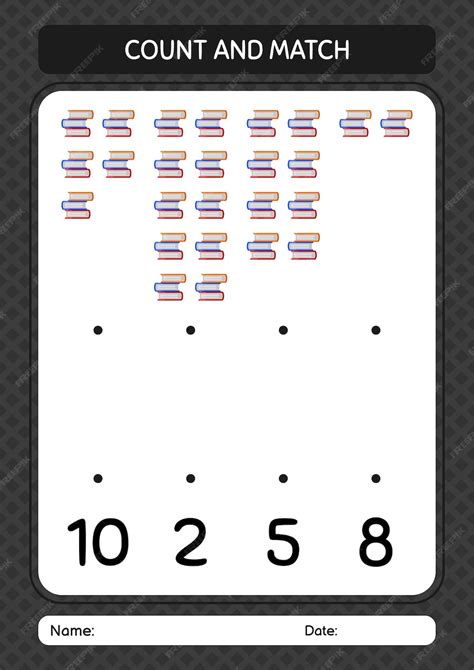 Premium Vector Count And Match Game With Book Worksheet For Preschool
