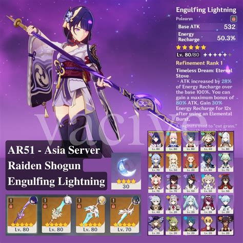 Raiden Shogun With Engulfing Lightning Genshin Impact Asia Ar51 Video Gaming Video Games