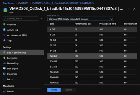 resizing the disk for azure vm