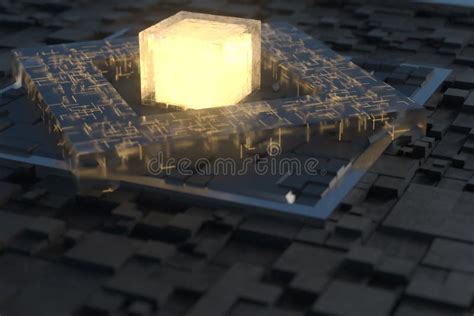 Luminous Cube And Circuits Black Cubes 3d Rendering Stock Illustration Illustration Of