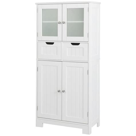 Costway Badkommode Badschrank Mit Schublade Verstellbarem Regal Weiß
