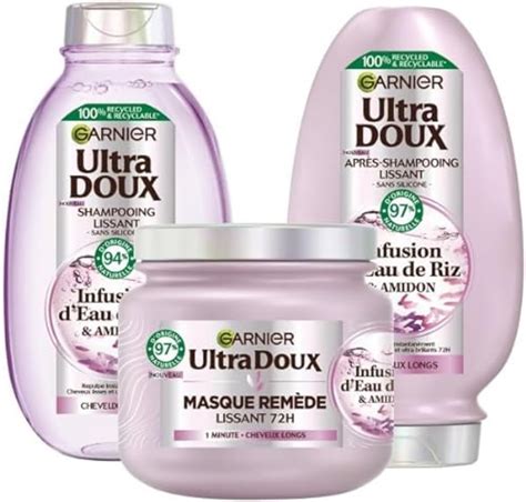 Garnier Ultra Doux Smoothing Routine Set With Rice Water Infusion For Unruly And Unruly Hair