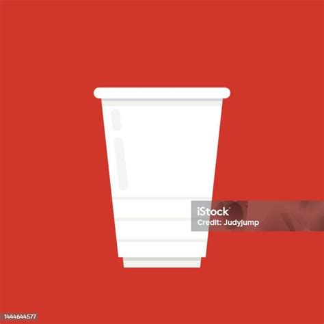 빨간색 배경에 격리된 흰색 파티 컵 벡터 삽화 흰색 맥주 컵 벡터입니다 맥주 퐁 건강관리와 의술에 대한 스톡 벡터 아트 및 기타 이미지 건강관리와 의술 낮음 더미