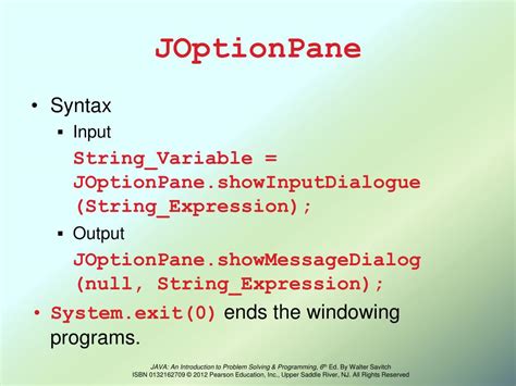 PPT Graphics Supplement JOptionPane And JFrame PowerPoint