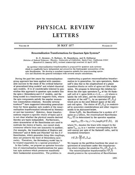 PDF Renormalization Transformations For Quantum Spin Systems