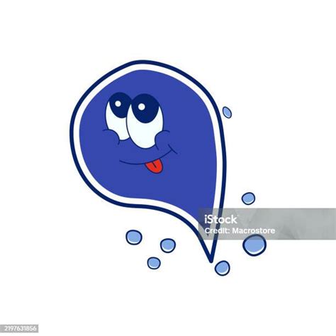 평면 디자인에 그루비한 얼굴이 있는 물방울 액체의 재미있는 캐릭터 벡터 일러스트 레이 션이 고립되어 있습니다 강렬하고 밝은 색상에 대한 스톡 벡터 아트 및 기타 이미지