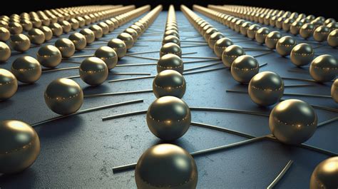 Straight Lines Metal Balls In A Line On Labyrinth Path 3d Illustration