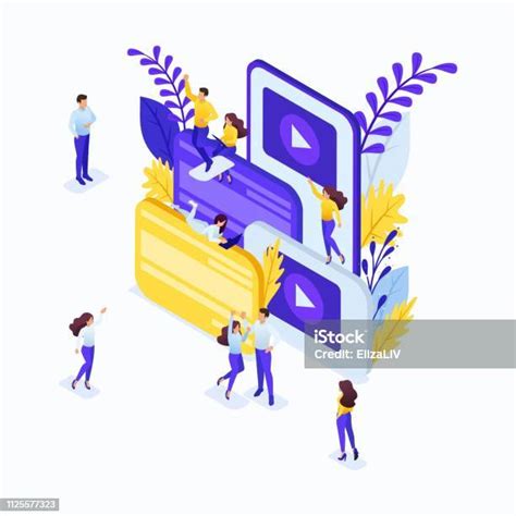 아이소메트릭 개념 E교육입니다 학생과 교사는 인터넷을 통해 통신 합니다 방문 페이지에 대 한 개념 교습에 대한 스톡 벡터 아트