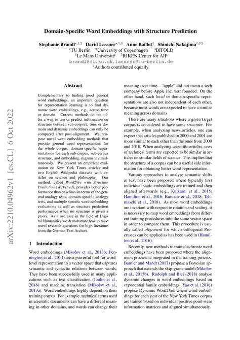 pdf domain specific word embeddings with structure prediction