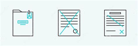 Set Line Delete File Document Personal Folder And Icon Vector Stock