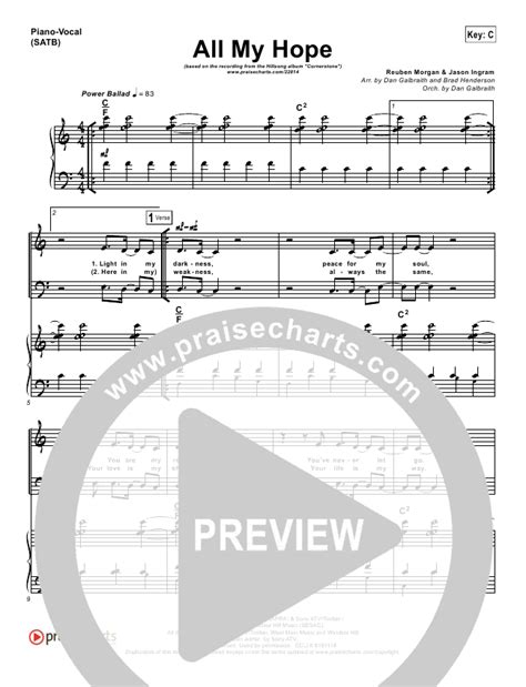 All My Hope Sheet Music Pdf Hillsong Worship Praisecharts