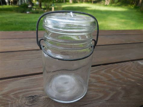 Vintage Clear Glass Canning Jar Wire Bail Hazel Atlas Or No Name Smooth