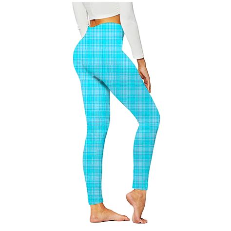 Bltiby Womens Tight Yoga Pants High Waisted Plaid Printed Athletic Slim
