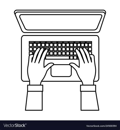 Laptop And Hands Typing Royalty Free Vector Image