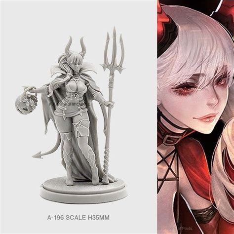 Kd Devil Girl 2 แม่พิมพ์เรซิ่น รูปทหาร แม่พิมพ์สีขาว A 196 ขนาด 38