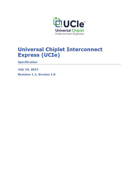 Universal Chiplet Interconnect Express Ucie Specification Revision 1