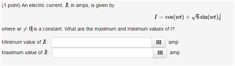 Solved An Electric Current I In Amps Is Given By I