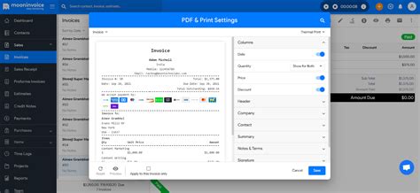 How To Set A Thermal Printer For Invoices Moon Invoice Easy Invoicing