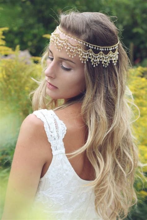 Bridal Headpiece Bohemian Head Chain Forehead Indian Headchain Boho