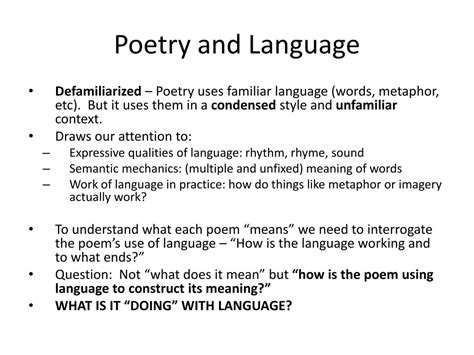 Ppt Poetry And Language Powerpoint Presentation Free Download Id2198650