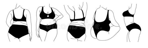 Line Art Vector Illustration Of Nude Curvy Women Stock Vector
