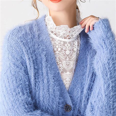 하나뿐인걸 홀릭 하이넥 페이크카라 레이스블라우스 넥케이프 하이넥 시스루