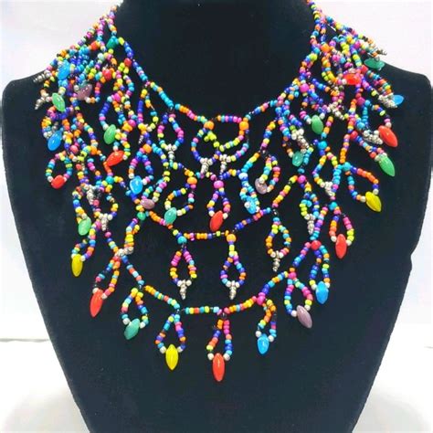 Multi Color Beaded Necklace Beaded Necklace Beaded Statement