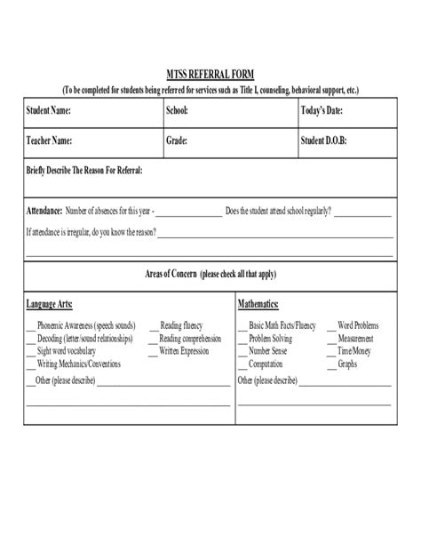 Fillable Online Mtss Referral Form Fax Email Print Pdffiller