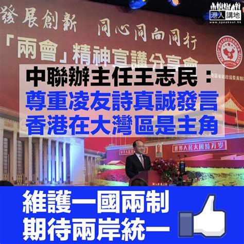 【兩會精神】讚台籍全國政協凌友詩發言真誠 王志民：香港在大灣區建設中「主角」地位十分清晰 港人花生 港人講地
