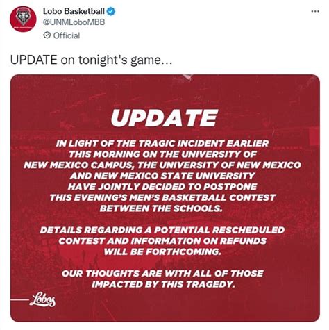 New Mexico Mens Basketball Game Against New Mexico State Is Postponed