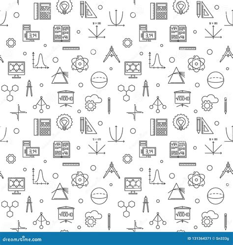 Stem Science Vector Seamless Pattern In Thin Line Style Stock Vector Illustration Of Calc