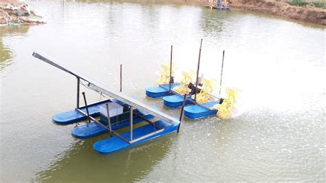 Solar Powered Paddle Wheel Aerator M H Surface Floating At Unit In Bhimavaram